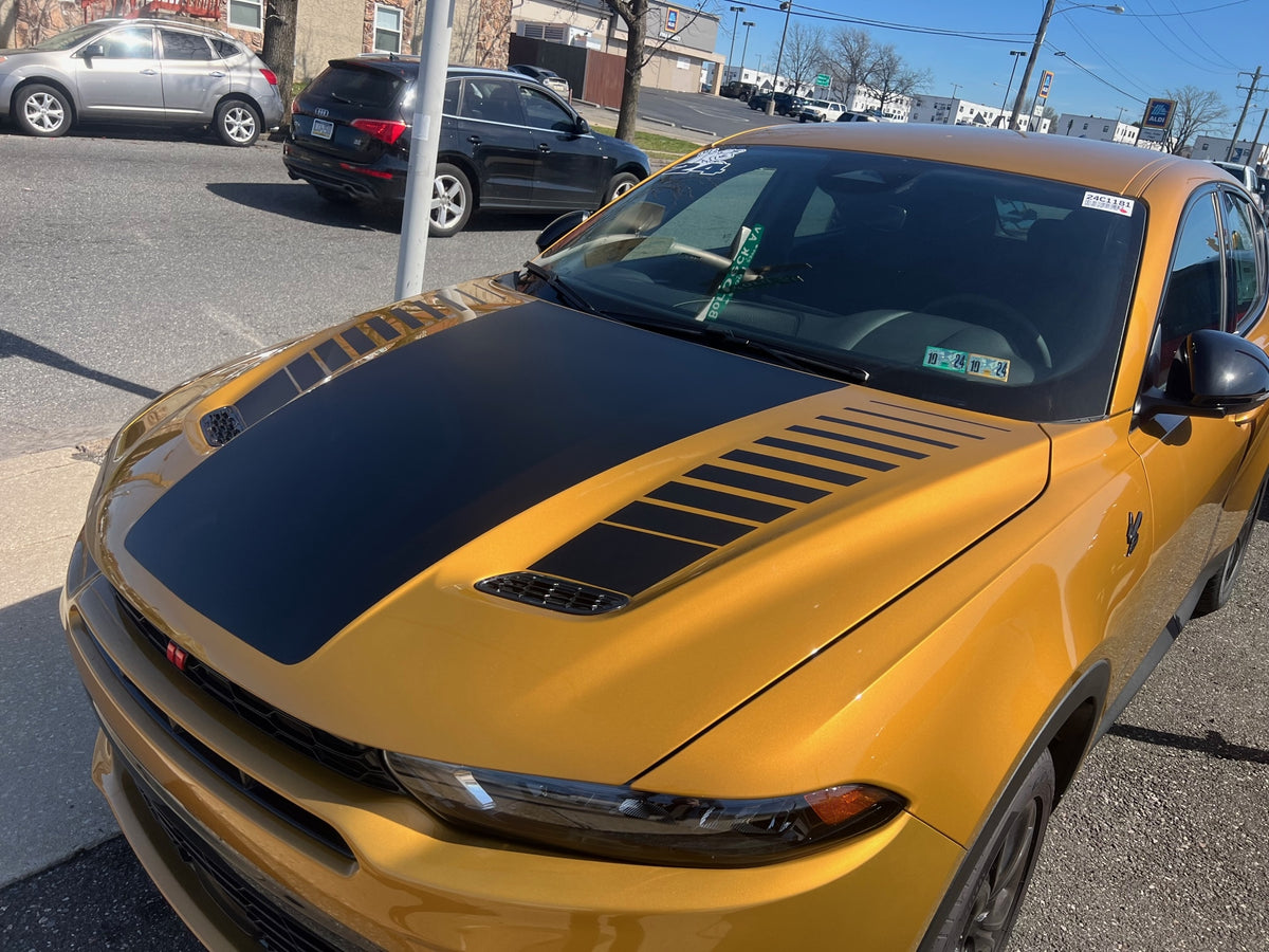Hood Strobe Stripes And Center Decal Cover for 2023-2024 Dodge Hornet ...