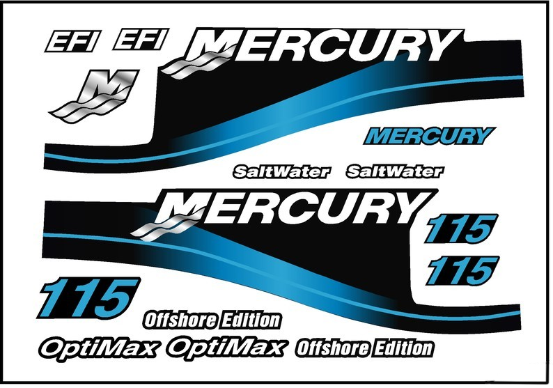 Replacement Decal Kit for Mercury Outboard Motor w/ OptiMax & Offshore ...